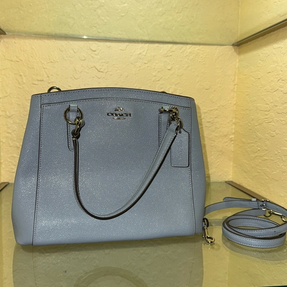 Coach | Bags | Coach Minetta Baby Blue Glitter Handbag | Poshmark